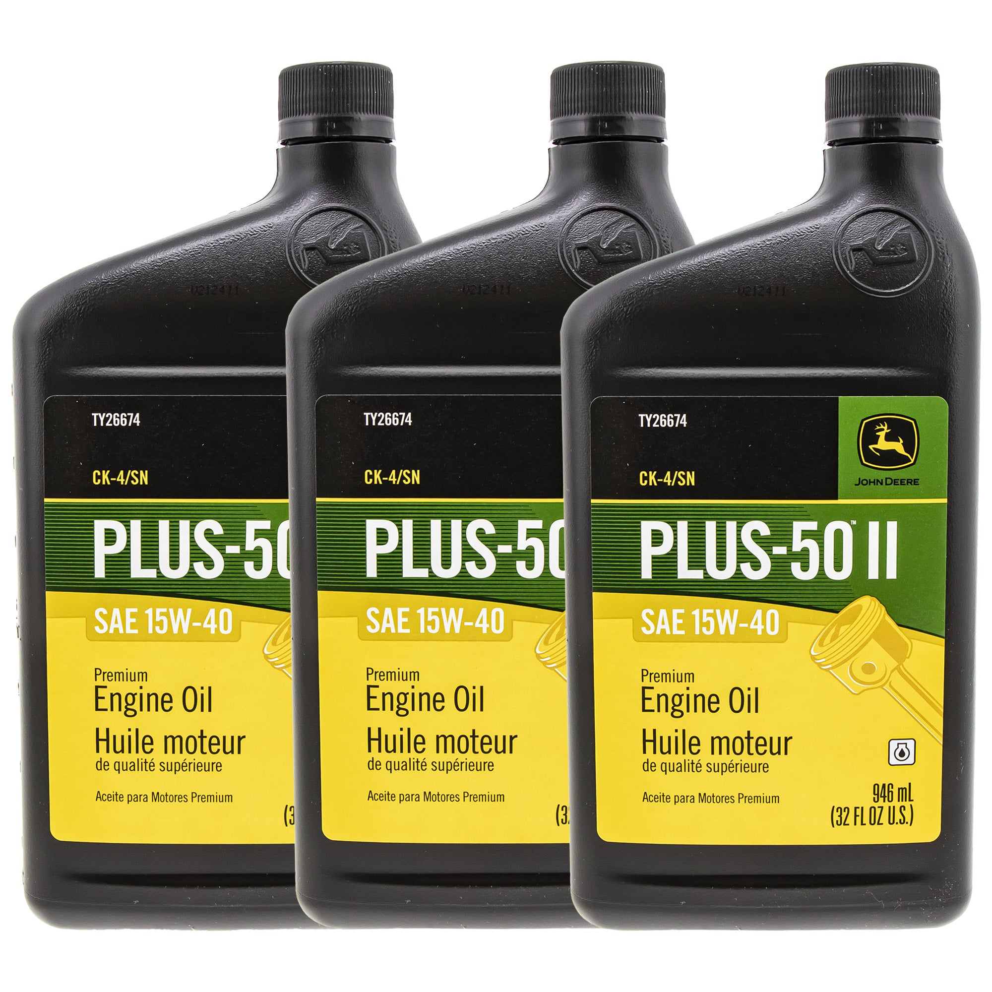 John Deere TY26674 Plus-50 II 15W40 QT 3-Pack | Mow The Lawn